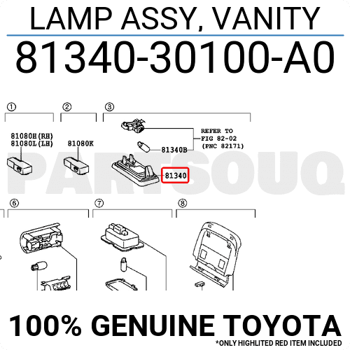 8134030100A0 Genuine Toyota LAMP ASSY, VANITY 81340-30100-A0 | eBay
