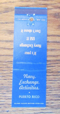 U.S. NAVY MATCHBOOK COVER: NAVY EXCHANGE PUERTO RICO EMPTY MATCHCOVER ...