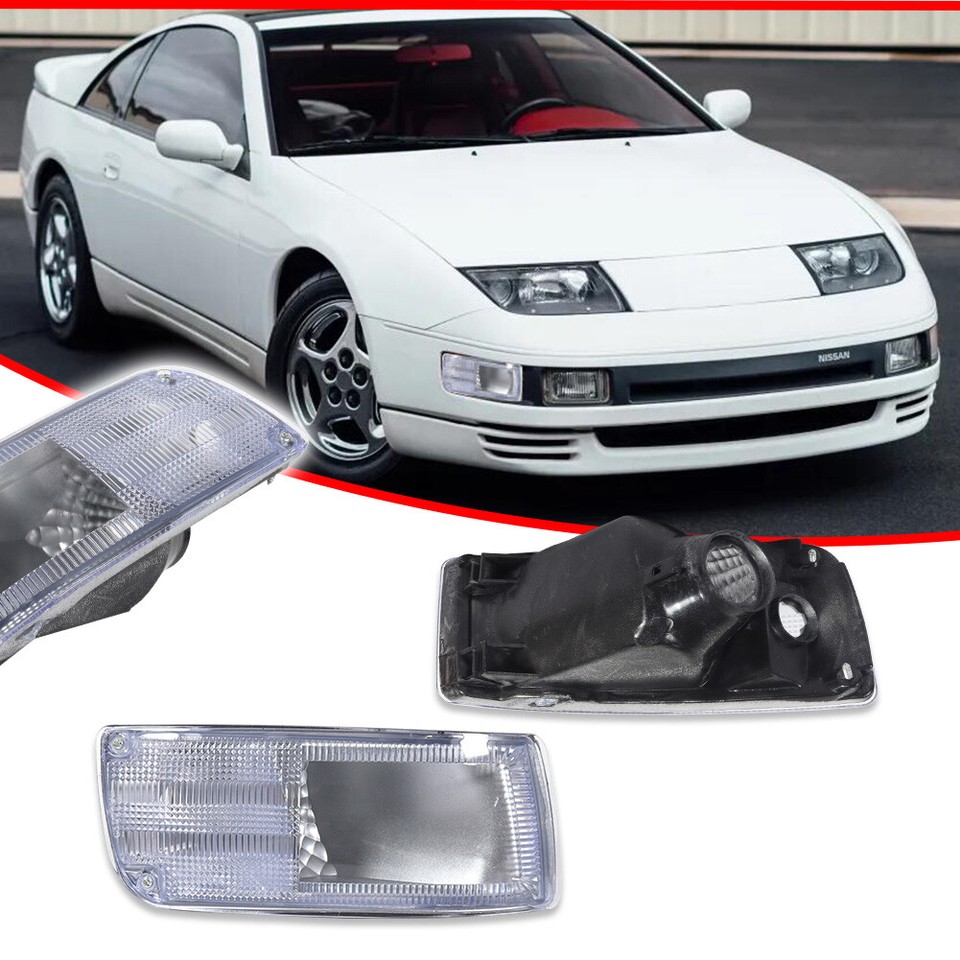 2x Clear Front Bumper Turn Signal Lights Housings Kit for 90-96 Nissan ...