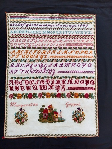 Vintage alphabets embroidered sampler needlework sampler embroidery ...