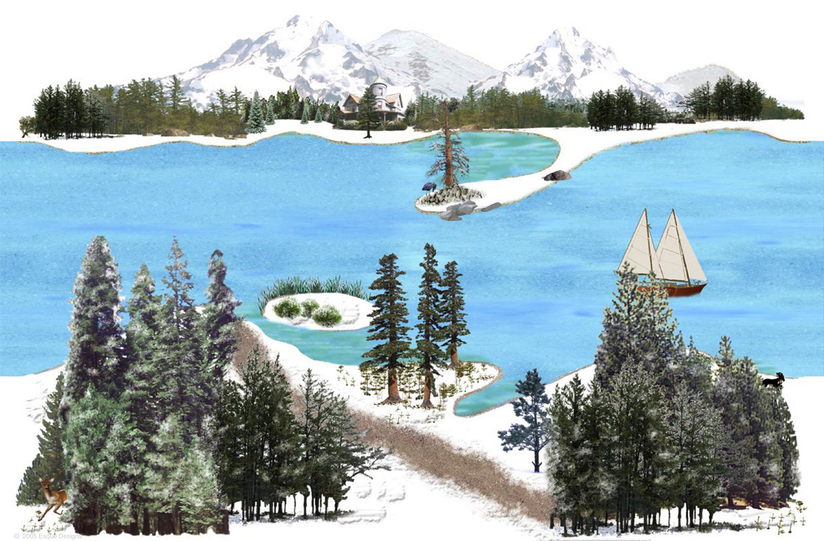 Christmas village backdrop model train snow Dept 56 | eBay