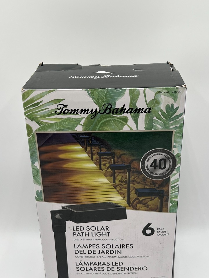 Tommy Bahama 40 Lumen LED Solar Path Lights 6 Pack Aluminum Garden New ...