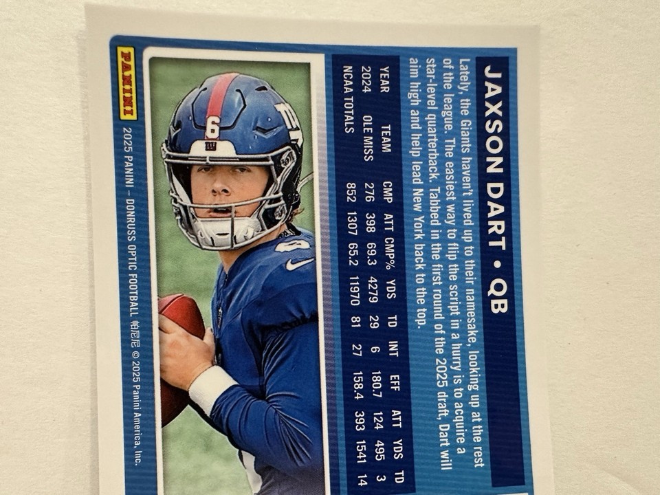 2025 Panini Donruss Optic Jaxson Dart Blue Hyper PRIZM COLOR MATCH ...