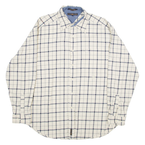 TOMMY HILFIGER Mens Shirt Cream Check Long Sleeve L | eBay UK