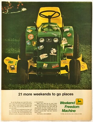 Vintage Print Ad 1969 John Deere "Weekend Freedom Machine" Original ...