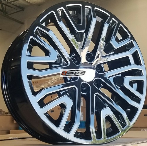 Set 26 GMC Replica Wheels Black Mill Rims Tires Yukon Sierra Tahoe ...