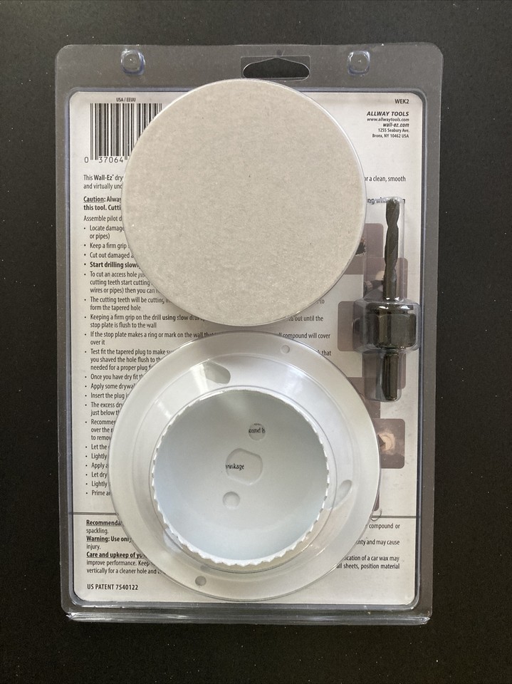 ALLWAY Wall-EZ Drywall Repair Kit with Tapered Hole Saw and 2 Drywall ...