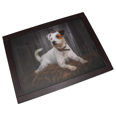 Jack Russell Cushioned Lap Tray Large Faux Leather Padded Dinner ...