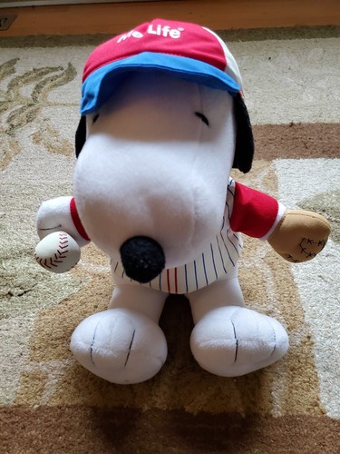 Peanuts Snoopy Met Life PLUSH 11" Baseball Player Glove Hat #1 Uniform ...