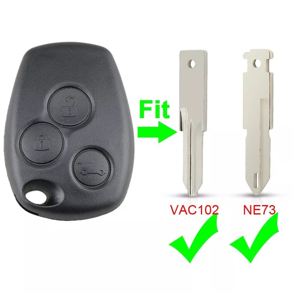 For Renault Clio Modus Kangoo Vauxhall Movano Vivaro 3 Button Key FOB ...
