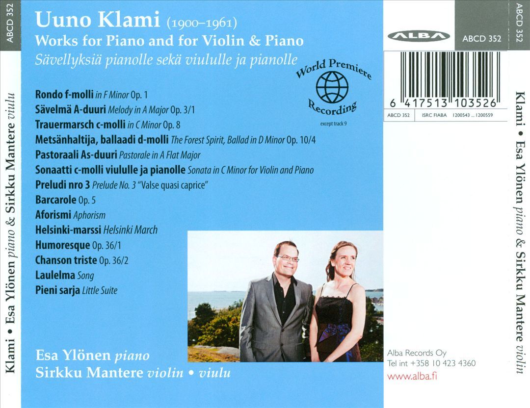 ESA YLÖNEN / SIRKKU MANTERE UUNO KLAMI: LANDSCAPE - PIANISTINEN ...