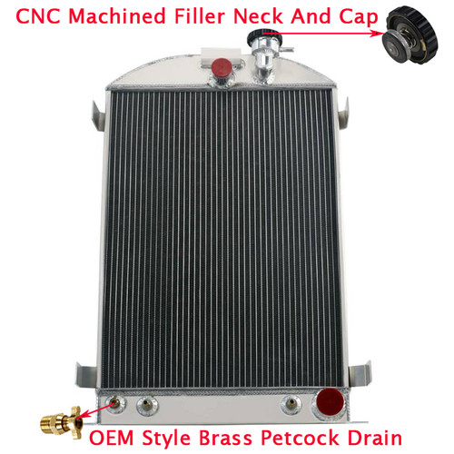 4 Row Full Aluminum Core Radiator For 1930-1936 Ford Model-A Hot Rod ...