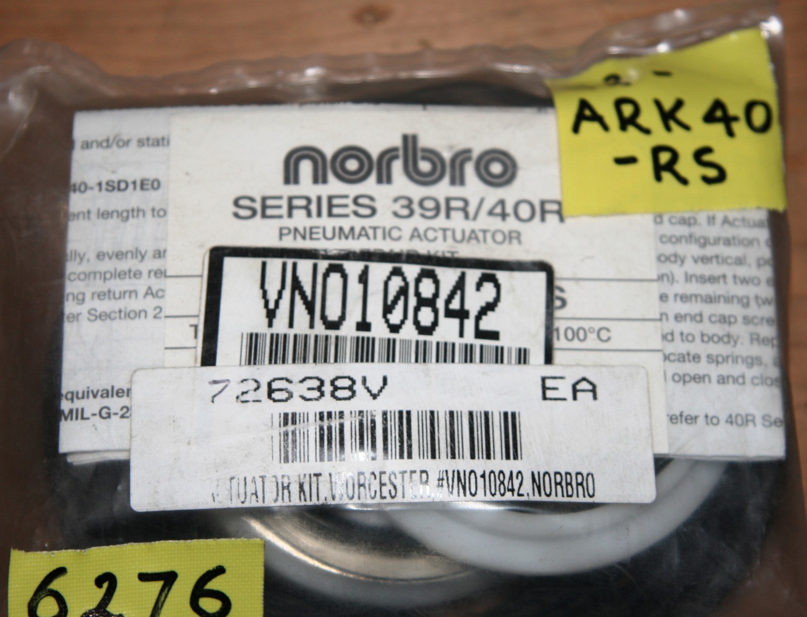 NORBRO 42-ARK40-OS Pneumatic Actuator Repair Kit Worcester # VNO10842 ...