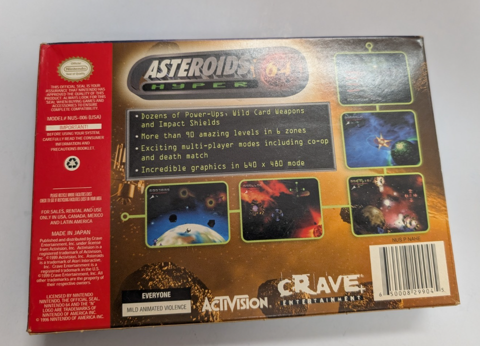 Asteroids Hyper 64 Nintendo 64 N64 Complete In Box Activision | eBay