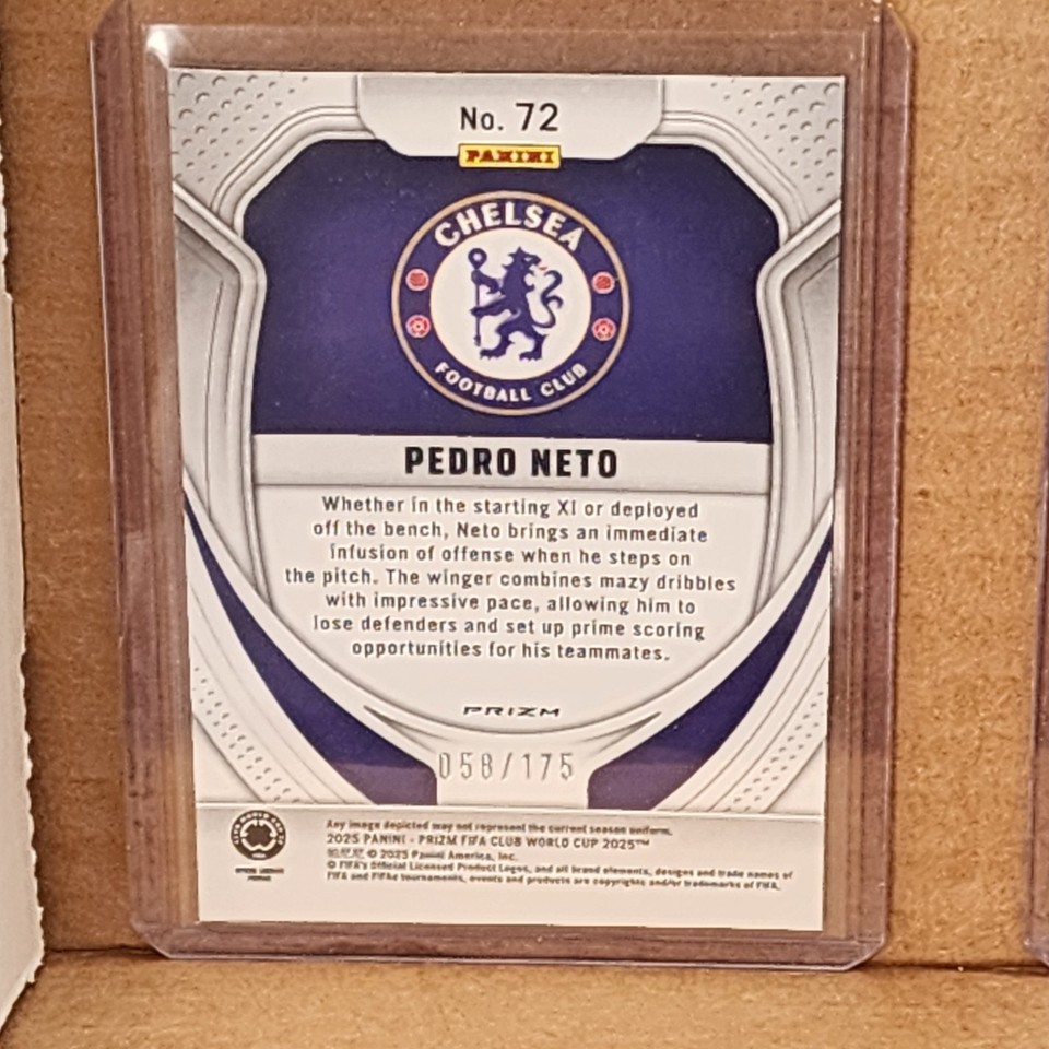 Pedro Neto 2025 Prizm FIFA Club Blue Ice Prizm Card #58/175 Chelsea | eBay