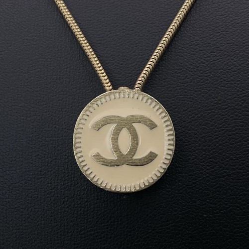 CHANEL Coco Mark Circle Necklace Gold Authentic Vintage 70cm Length ...