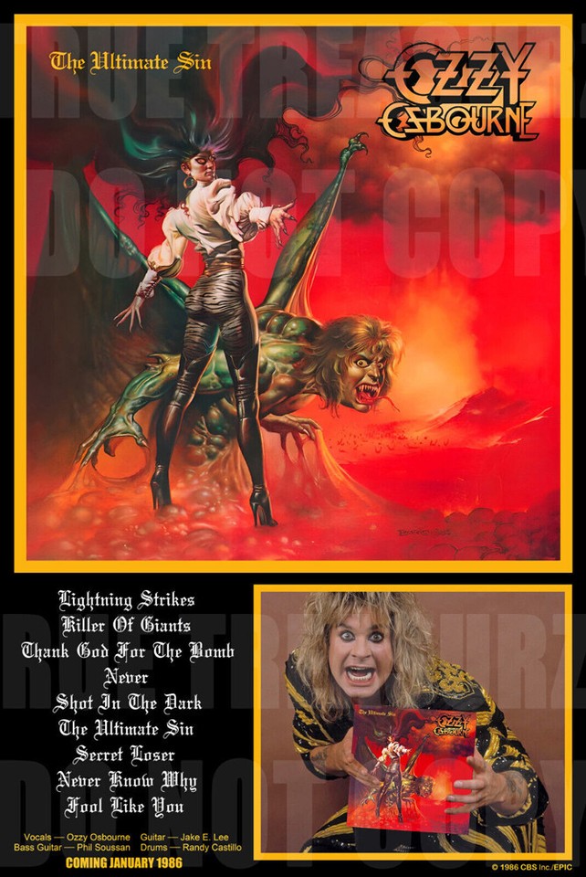 Ozzy Osbourne The Ultimate Sin Album Promotional Picture Poster New ...