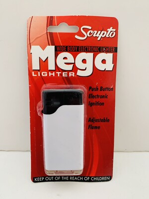 Scripto Wide Body Electronic Mega Lighter w/ Adjustable Flame *White ...