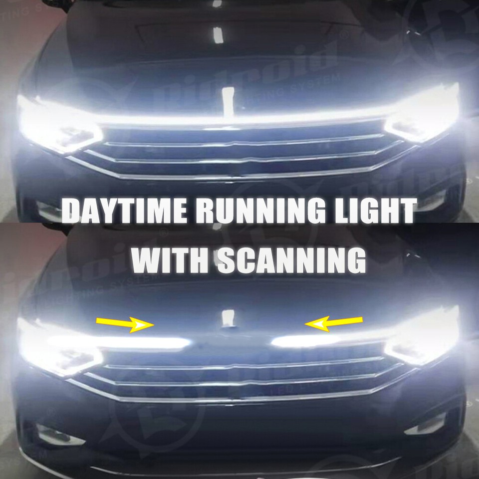 180cm Flexible Car LED DRL Hood Light Strip Daytime Running Light Super ...