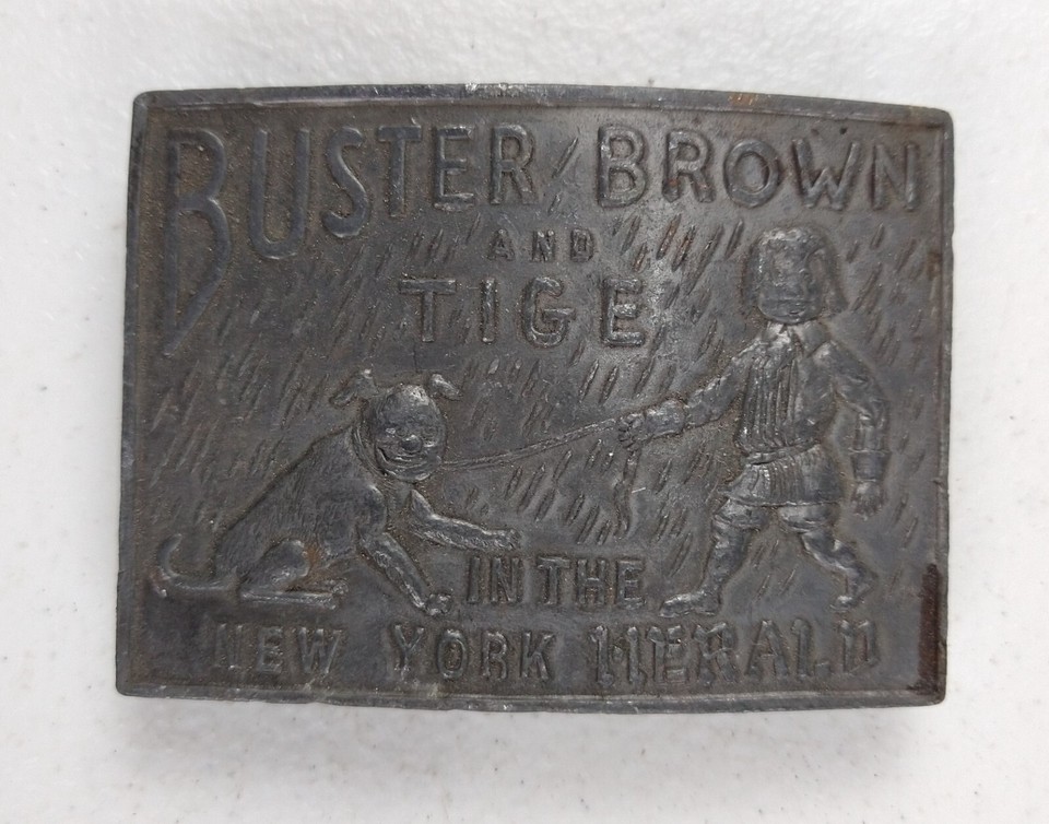 Vintage Buster Brown and Tige In The New York Herald Belt Buckle 1970's ...