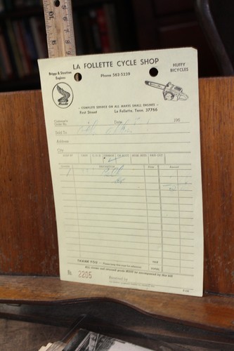 1960's LaFollette Cycle Shop Receipt Honda Briggs Stratton Huffy | eBay