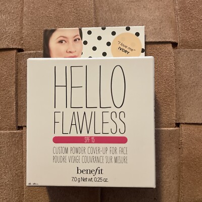 Benefit Hello FLAWLESS IVORY Powder Foundation SPF 15 Custom Cover-Up ...