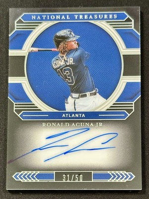 2020 National Treasures Midnight Signatures Ronald Acuna Jr On Card ...