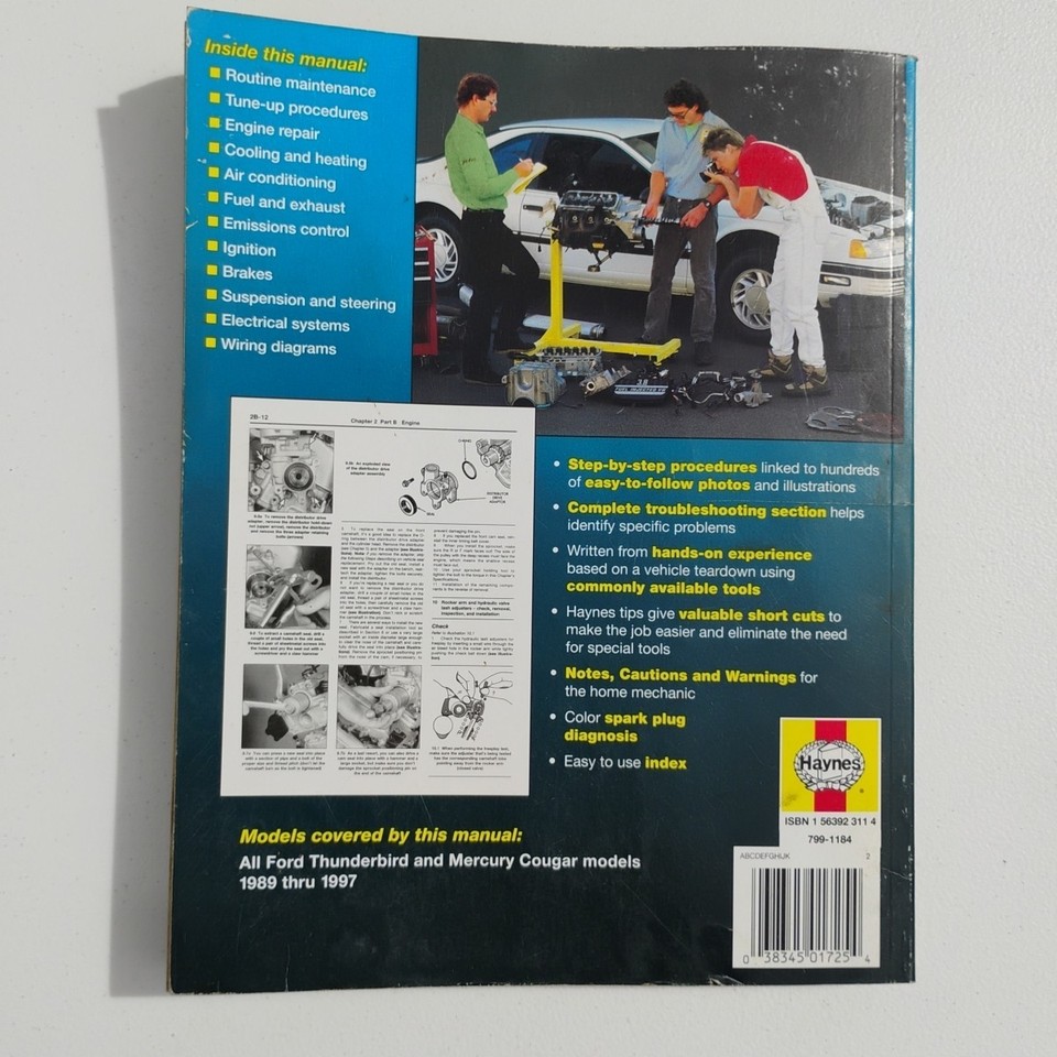 Haynes Repair Manual 36086 Ford Thunderbird & Mercury Cougar 1989-1997 ...