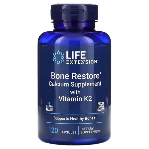 Life Extension, Bone Restore, Calcium Supplement with Vitamin K2, 120 ...