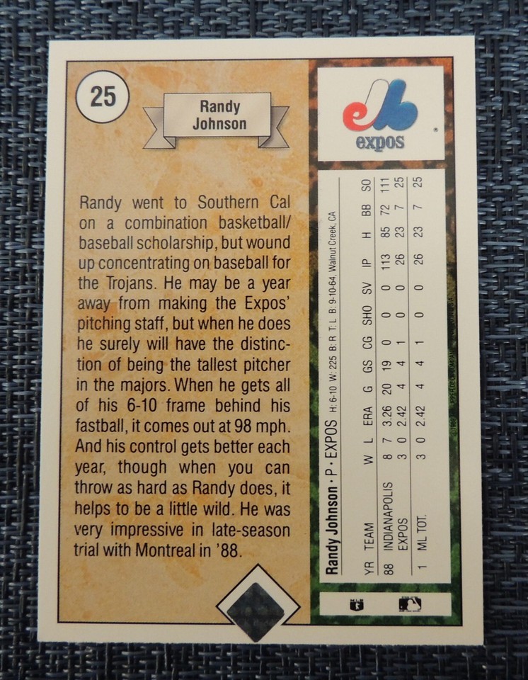 1989 UD Expos RC, Randy Johnson #25 | eBay