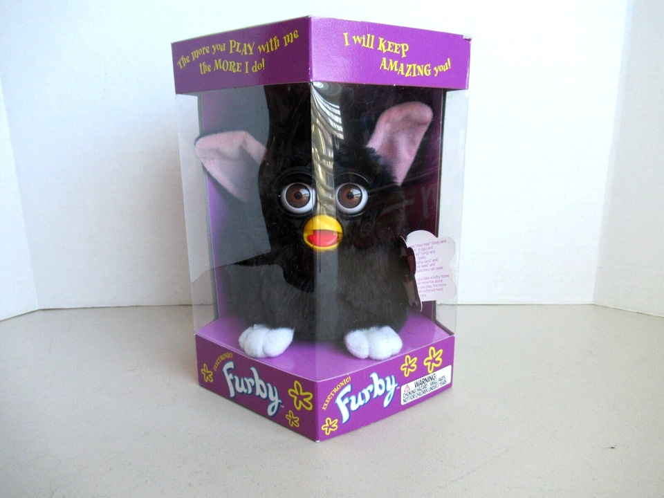 RARE ORIGINAL BLACK FURBY PINK EARS Tiger Electronics NEW in BOX never ...