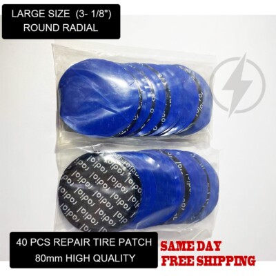 40 PCS LARGE SIZE (3-1/8") ROUND RADIAL REPAIR TIRE PATCHES WITH HIGH ...