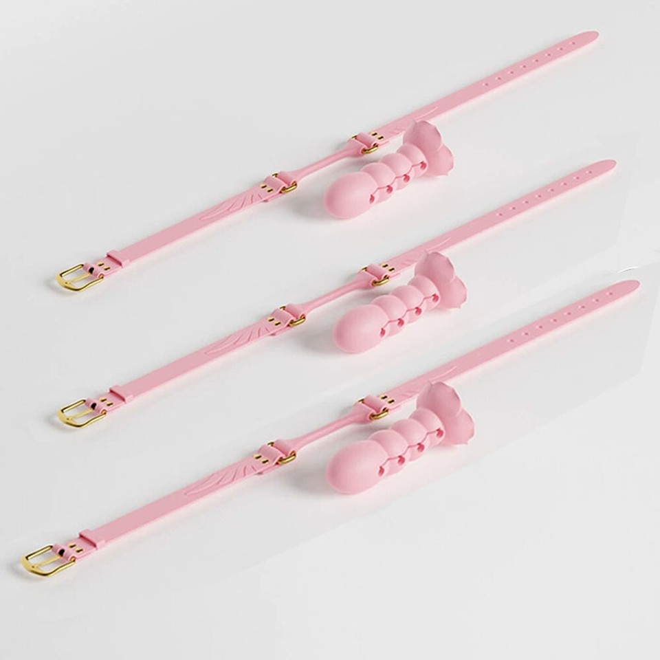 Pink Adjusting Bondage Deep Throat Mouth Plug Leather Mouth Ball Gag ...