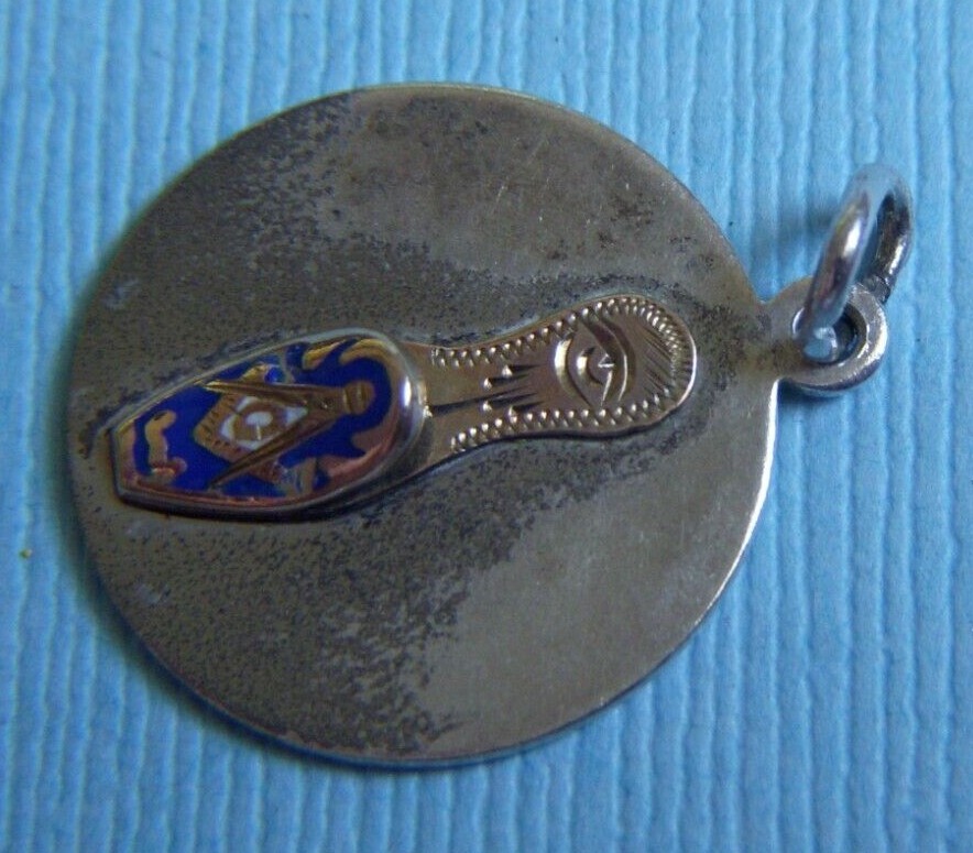 Vintage enamel Masonic shoe with eye sterling charm - Gem