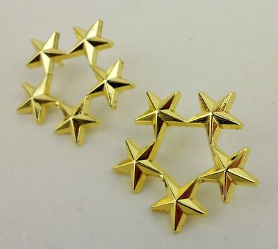 A PAIR OF MILITARY WW2 US ARMY OFFICER 5 STAR GENERAL RANK BADGES PIN ...