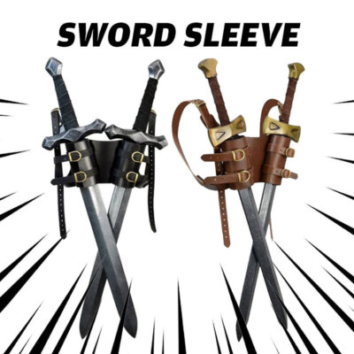 Medieval Dual Sword Shoulder Back Sheath Scabbard Holder Warrior PU ...