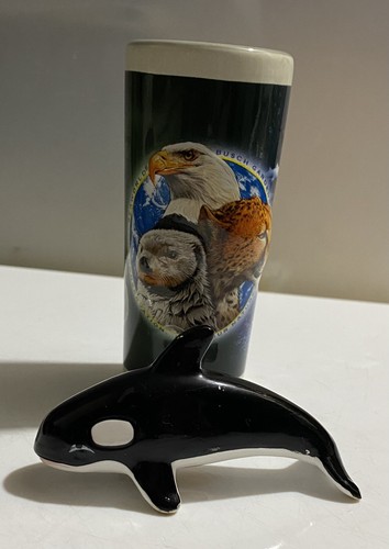 Sea world Busch Gardens Conservation Tall Shot Glass Made Japan Bone ...