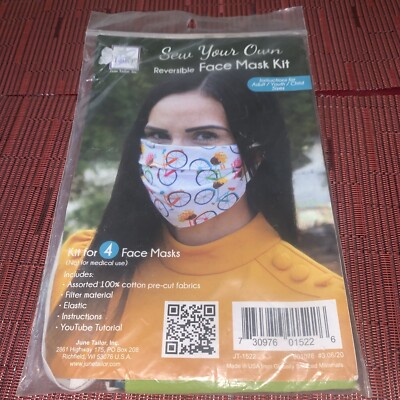 June Tailor Sew Your Own Reversible Face Mask Crafting Kit Of 4 Pre-Cut ...