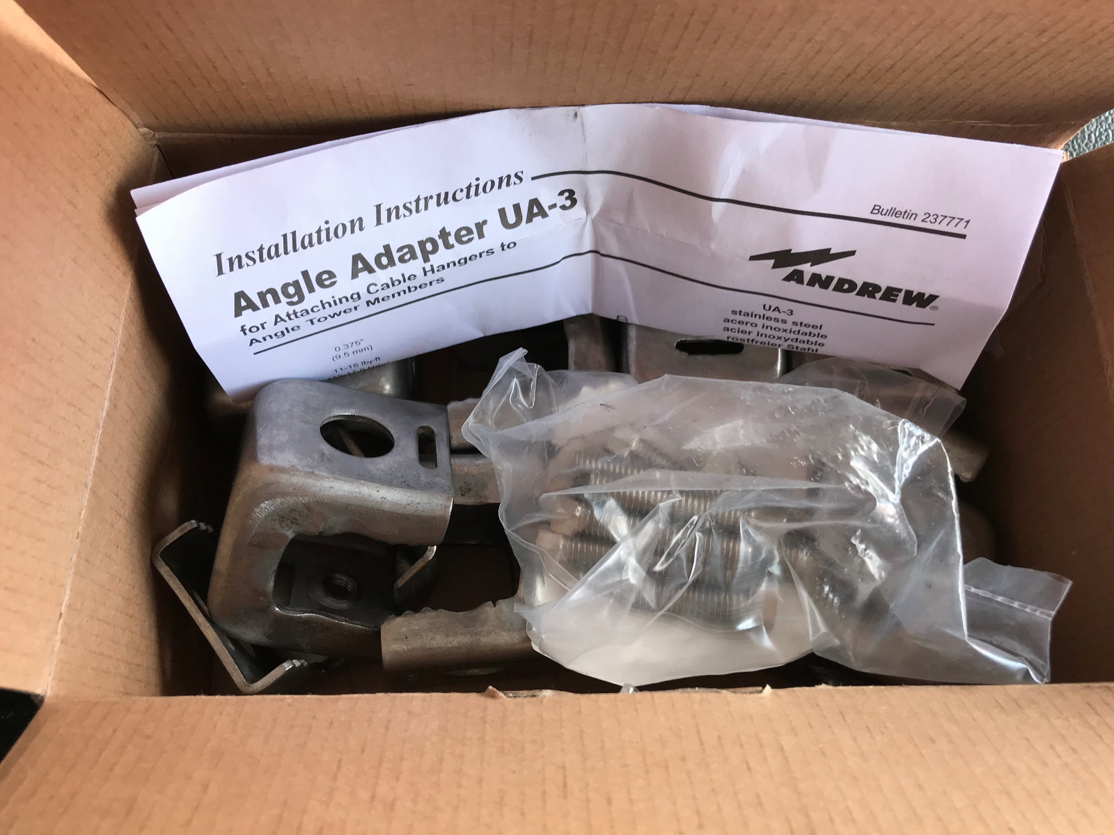 247348 COMMSCOPE UNIVERSAL ANGLE ADAPTER HARDWARE KIT OF 10 BOLTS ...