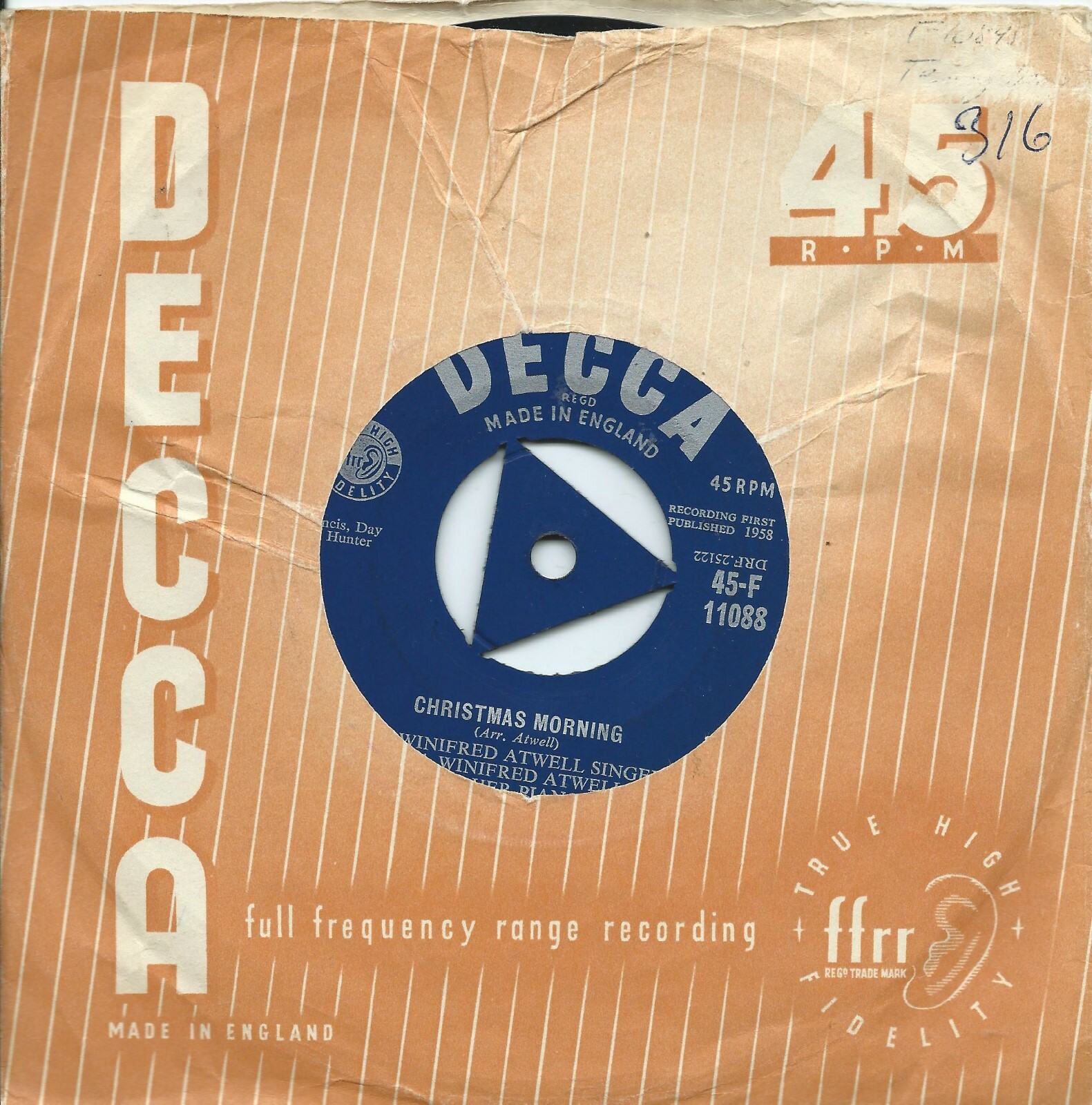 Winifred Atwell Singers:Christmas morning/The golden carol:UK Decca ...