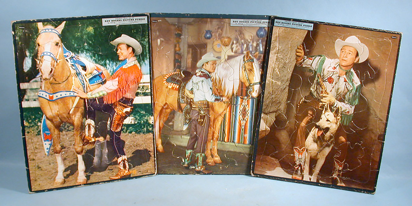 1953 + 1956 + 1958 Roy Rogers 3 Frame Tray Photo Puzzles Whitman ...