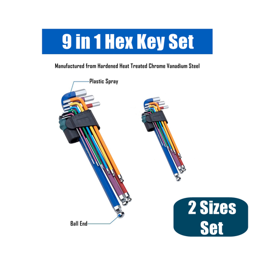 9Pc Hex Key Set Extra Long Allen Wrench Ball End Tamper Proof Metric ...