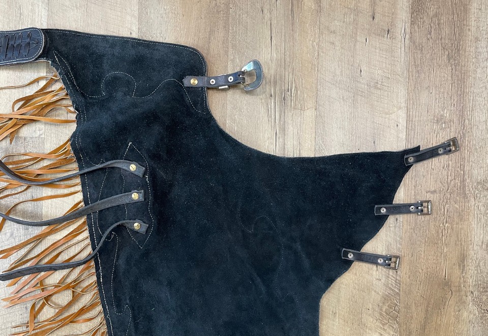 Western Chaps, Custom-Made, Heavy Leather, Hand Tooled Belt, 6" Fringe ...