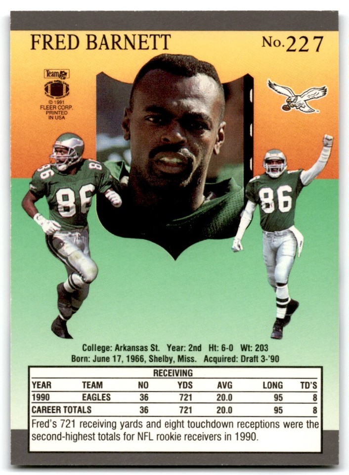 1991 Fleer Ultra Fred Barnett Philadelphia Eagles #227 | eBay