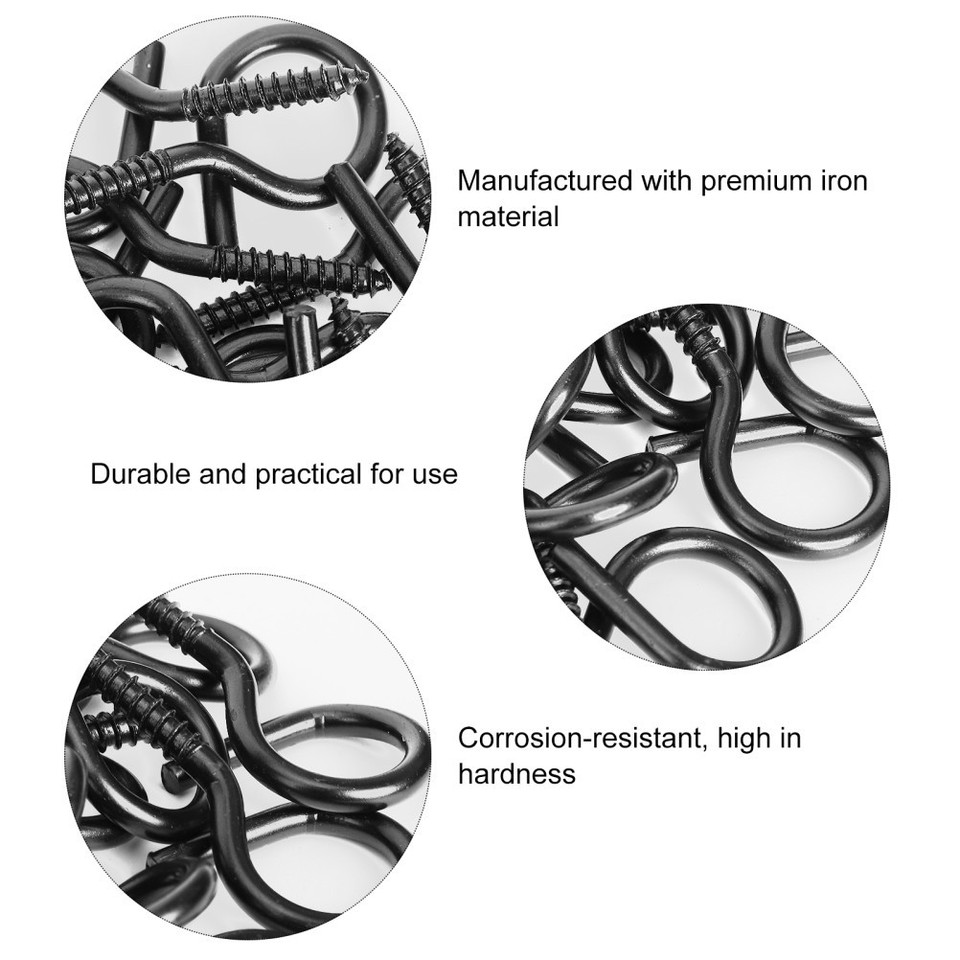 20 Pcs Round Hook End Screws Threaded Eye Bolt Heavy Duty Open Sheep ...