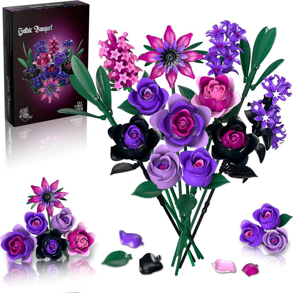 Purple Rose Bouquet Building Set: Compatible with Lego Flowers for ...