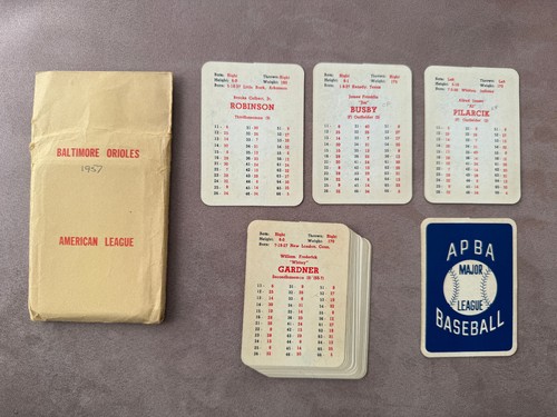 Original 1957 BALTIMORE ORIOLES APBA Baseball Team Set Complete Nice ...