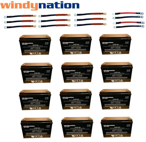 AGM Deep Cycle Battery Bank 12V 24V 48V Off Grid Solar Wind 100AH to ...