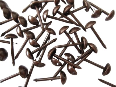 100 small 6mm UPHOLSTERY NAILS FURNITURE STUDS Heico pins Tacks Antique ...