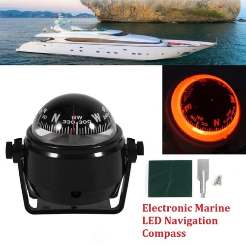 Black Electronic Marine LED Navigation Compass For Sail Ship Vehicle ...